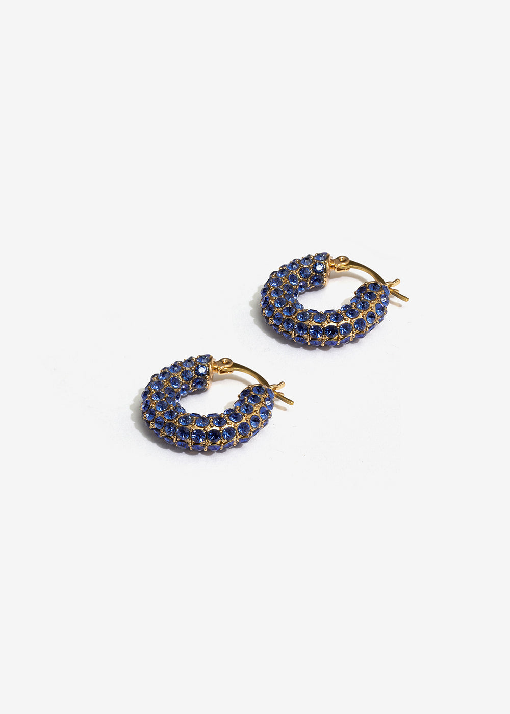 SMALL HOOP EARRINGS WITH LIGHT BLUE CRYSTALS